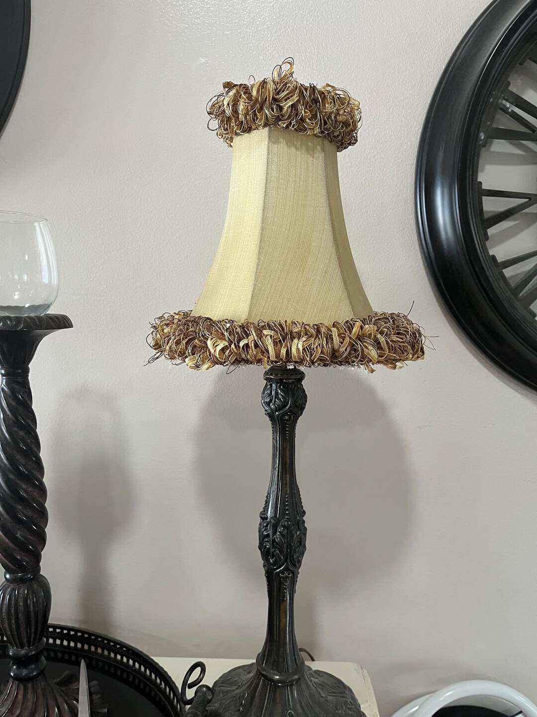 Vintage Lamp Shade With Two Ruffle Fringes - Etsy