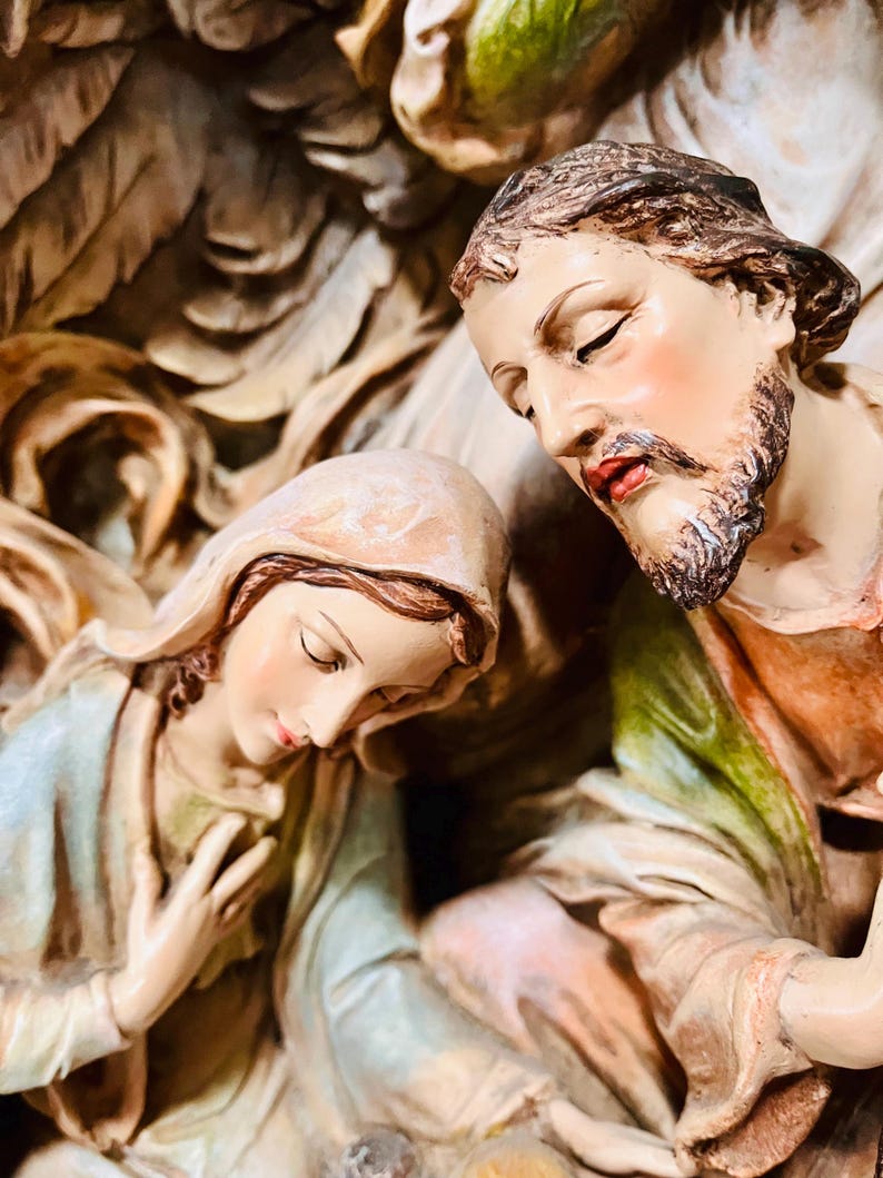 Vintage Guardian Angel Nativity Sculpture - Etsy
