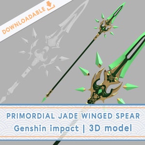 Genshin Impact Primordial Jade Winged Spear | 3D File - Etsy