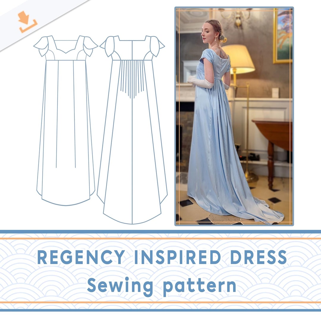 REGENCY INSPIRED DRESS | Digital Pattern - One Size Only Without ...