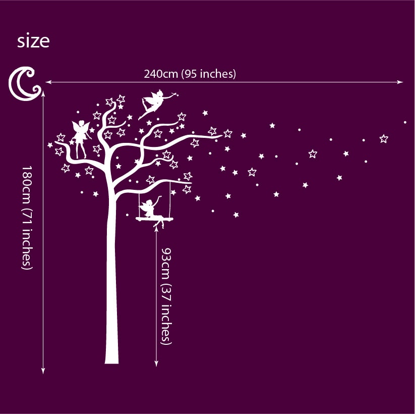 Premium Fairy Stars & Moon Tree. Quality Vinyl Matte Wall Art - Etsy
