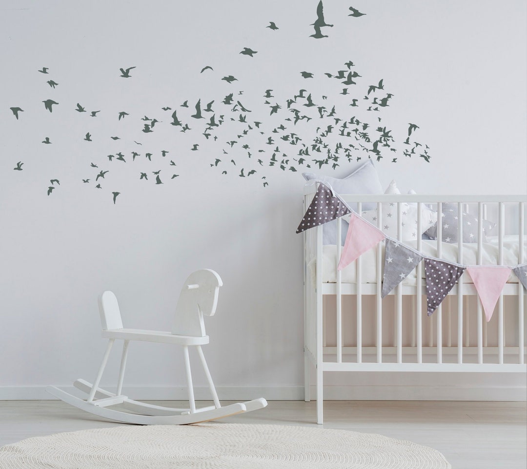 Elegant Flying Flock of Birds. Quality Vinyl Matte Wall Decal Sticker ...