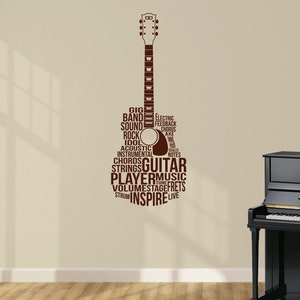 Quality Musical Guitar Shaped Text Vinyl Matte Wall Art Decal. - Etsy