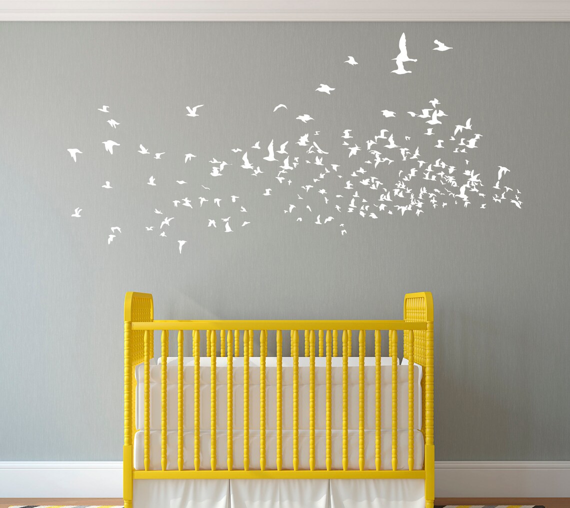 Elegant Flying Flock of Birds. Quality Vinyl Matte Wall Decal Sticker ...