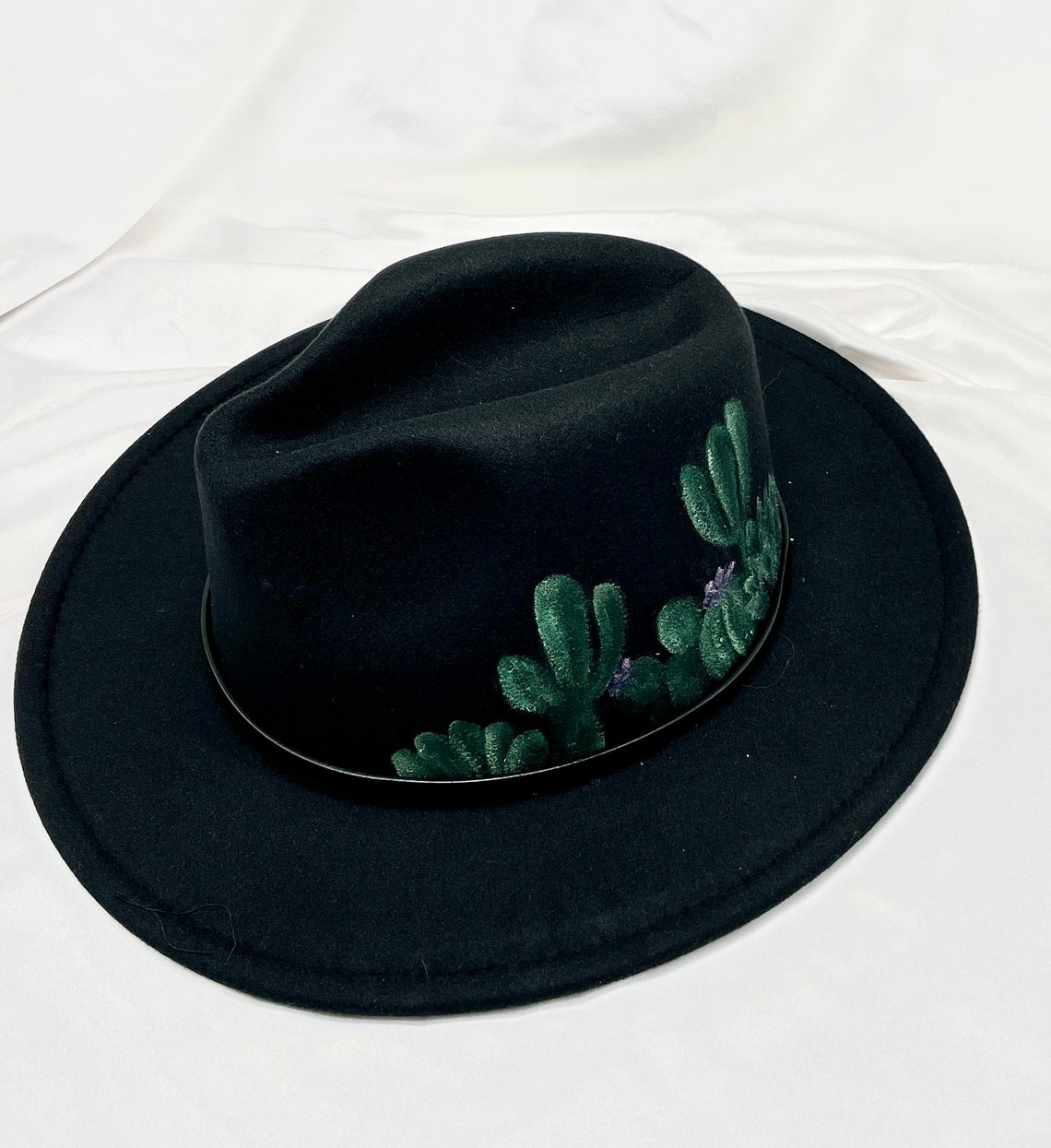 Handpainted Wide Brim Hat / Cactus - Etsy