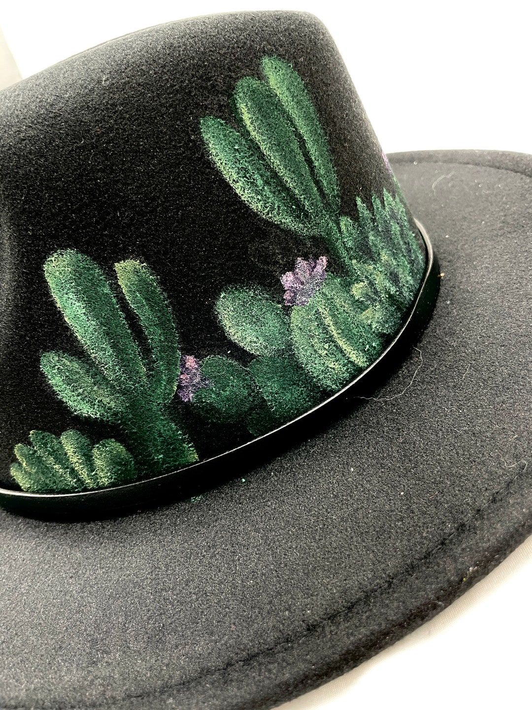 Handpainted Wide Brim Hat / Cactus - Etsy