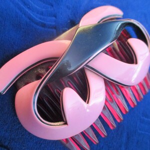 Three 80s Laminate Hair Combs, Hand Twisted Lucite Hair Accessories ...