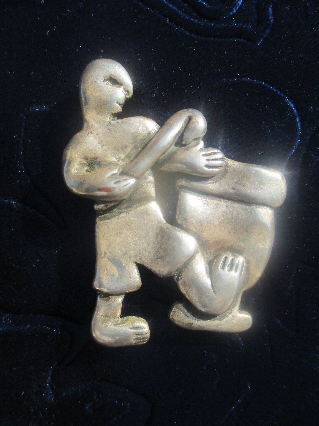 Vintage Brutalist Man in Silver Tone Metal With Deep Patina, Mysterious ...