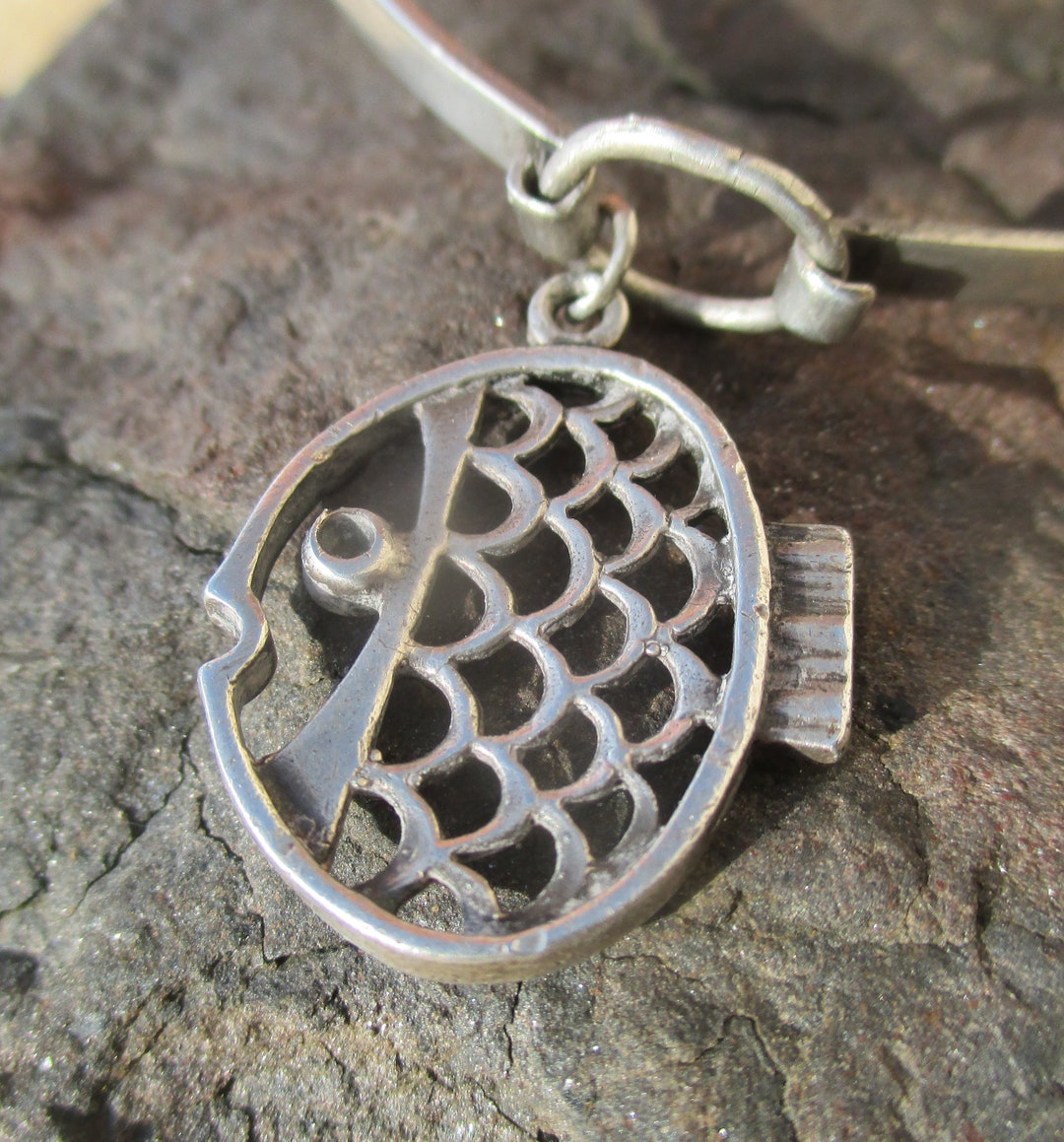 60s 70s Solid Silver Fish Bracelet, 800 Silver, Made in England, Well ...