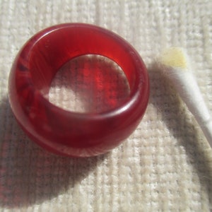 Gorgeous Cherry Red Bakelite Ring, Domed Deep Red Semi Translucent ...