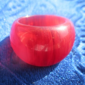 Gorgeous Cherry Red Bakelite Ring, Domed Deep Red Semi Translucent ...