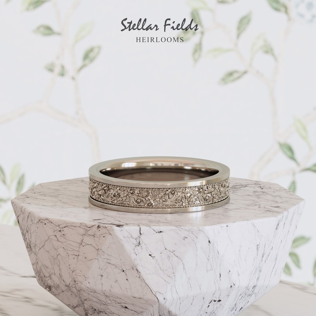 Intricate Wedding Ring Sculpted Wedding Ring Floral Foliage Wedding ...