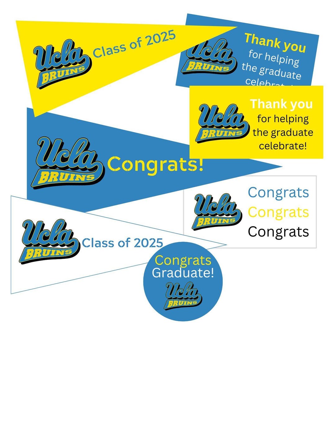 Graduation Party Decorations Class of 2025 UCLA Printables Customizable ...
