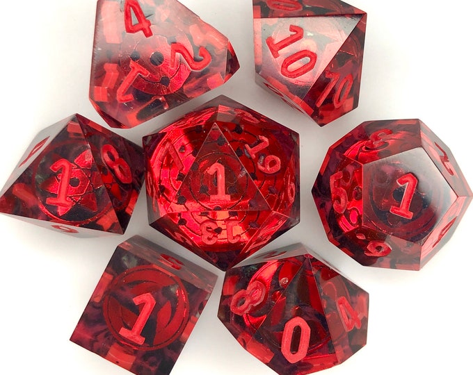 Sharingan Dice Set - 7 Sharp Edged Polyhedral Dice // Glow in the Dark ...