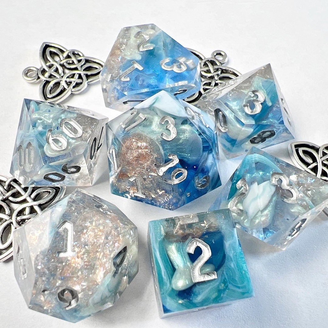 Dice Set of 7 Sharp Edged // icy Potion // Dungeons & Dragons TTRPG ...