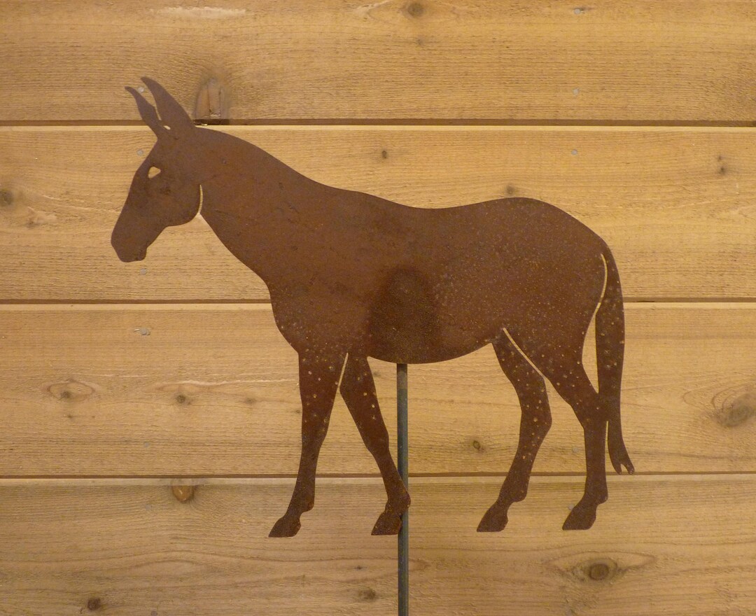 Mule Garden Stake - Laser-cut Design, Natural Rust Finish - Etsy