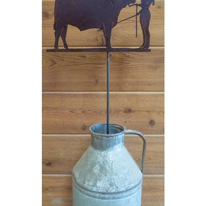 Showmanship Steer Garden Stake - Laser-cut Design, Natural Rust Finish ...