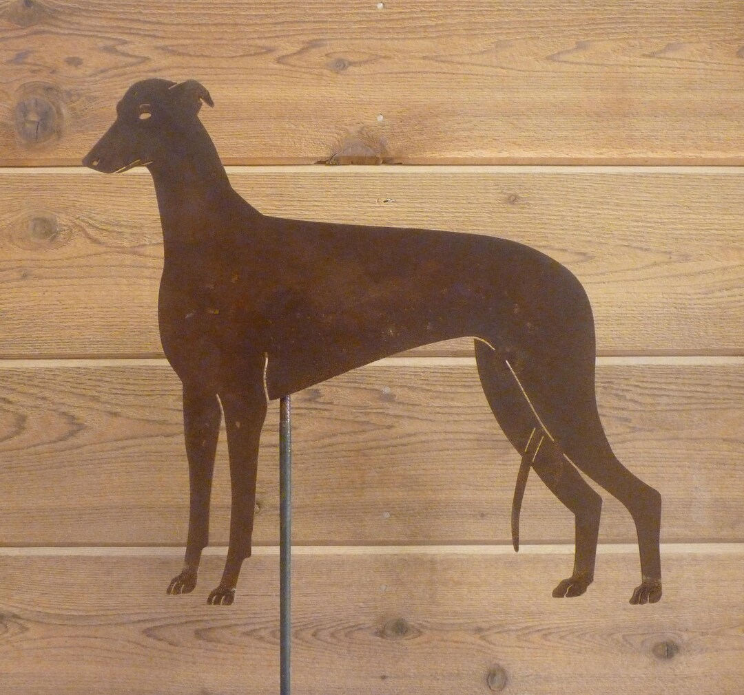 Greyhound Garden Stake - Laser-cut Design, Natural Rust Finish - Etsy