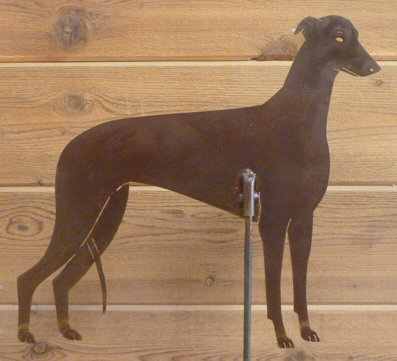 Greyhound Garden Stake - Laser-cut Design, Natural Rust Finish - Etsy