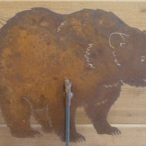 Bear Garden Stake - Laser-cut Design, Natural Rust Finish - Etsy