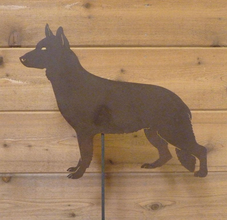 German Shepherd Garden Stake Laser-cut Design Natural Rust - Etsy