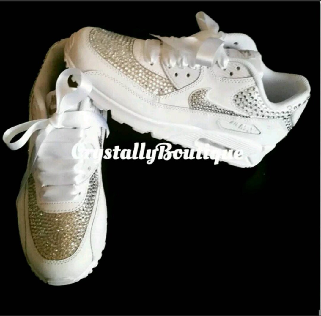 Adult Customised Bling Nike Air Max 90 Clear Sparkle Crystals Size 6 7 ...