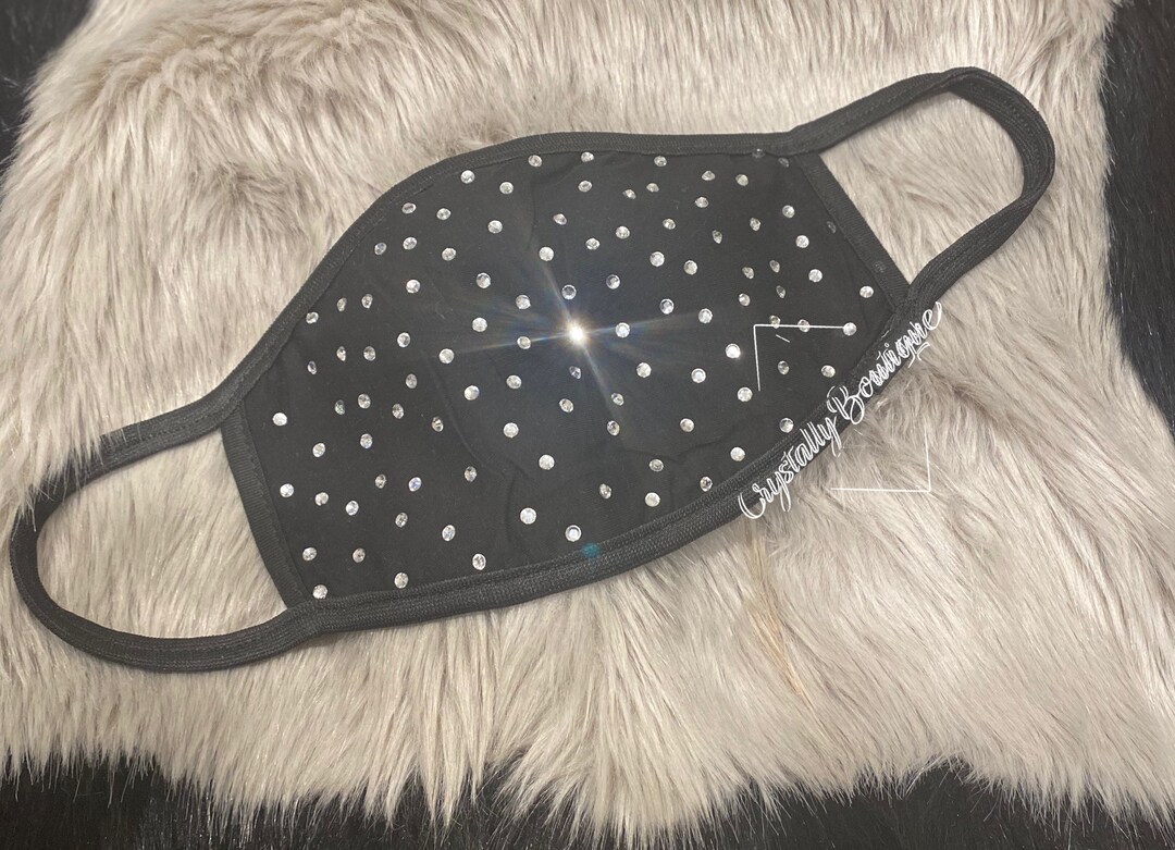 Black Bling Diamond Customised Face Mask With Beautiful Clear Crystals ...