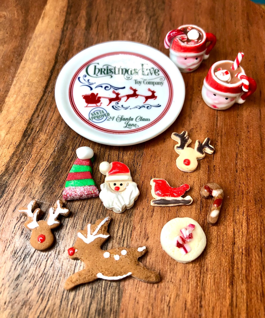 1:6 Christmas Eve Tray Hot Chocolate W/ 8 Cookies Made for 8-12" Dolls ...