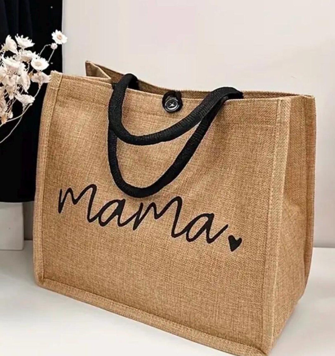 Personalised Mama Burlap Tote Bag|mothers Day Tote Bag| Mum|mama|mummy ...