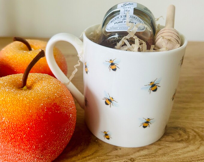 Bee Patterned Mug| Fine China Bee Mug| Shana Tova| Rosh Hashana Mug and ...