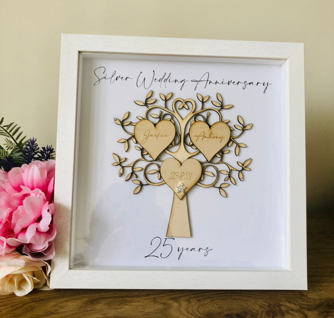 Personalised Wedding Anniversary Family Tree Frame Gift|10th 25th 30th ...
