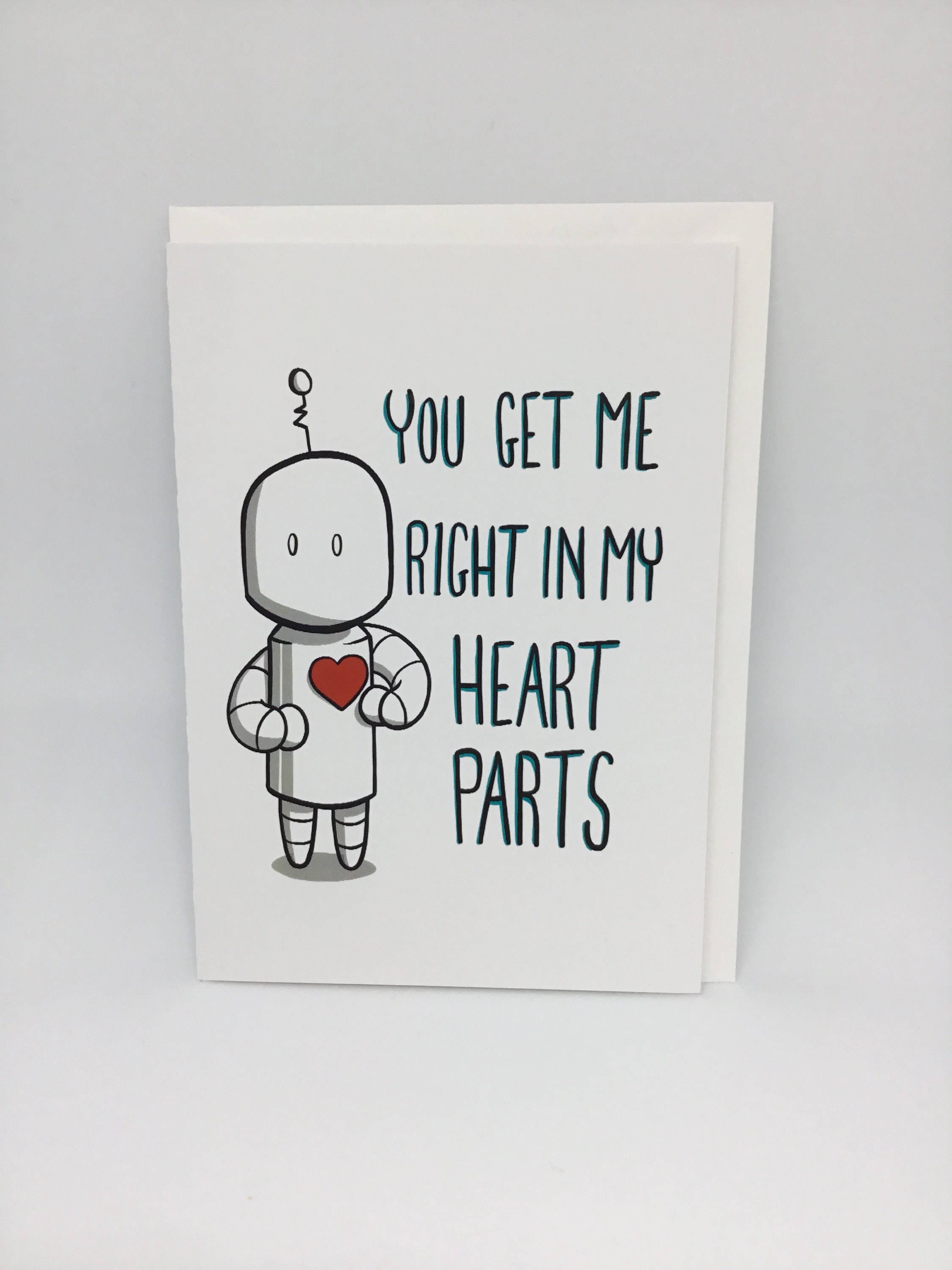 Romantic card Robot love | Etsy