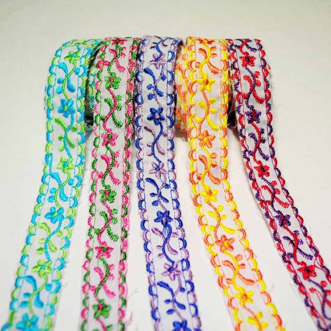 5/8 Inches Wide Multi-color Embroidered Cotton Lace Trim Sold - Etsy