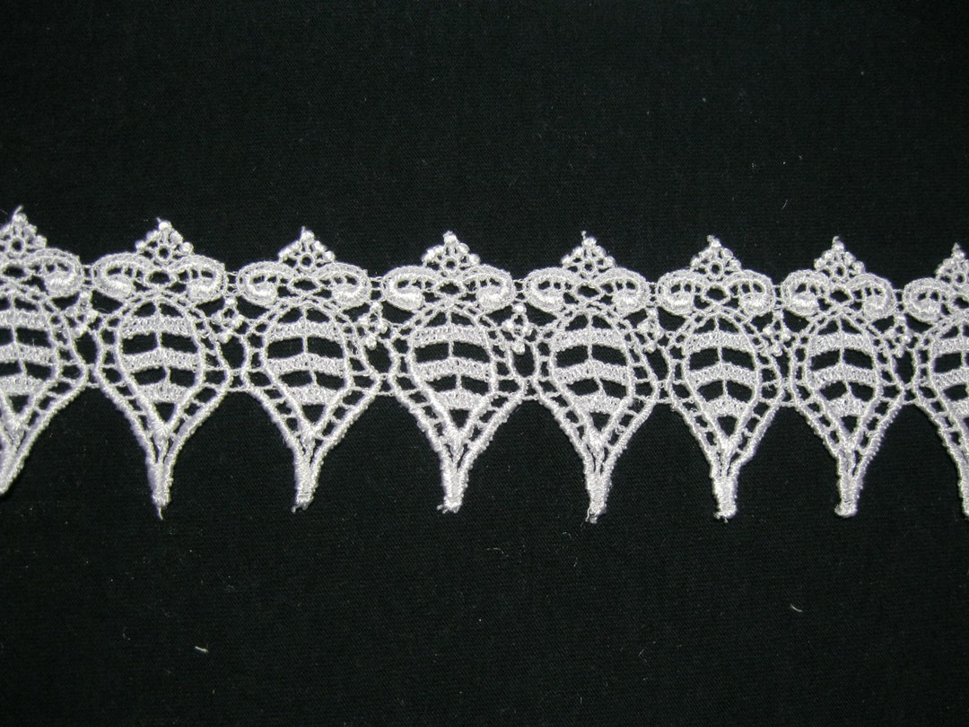 2 Ivory Embroidered Crafts Venice Guipure Lace Trim Scalloped by ...