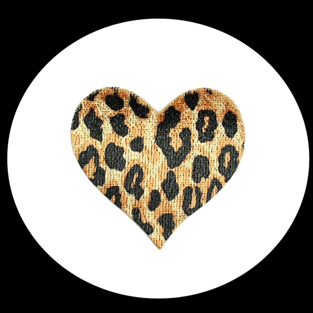 Lot of 3 Pieces Cheetah Leopard Print Heart Iron on Patch Applique ...