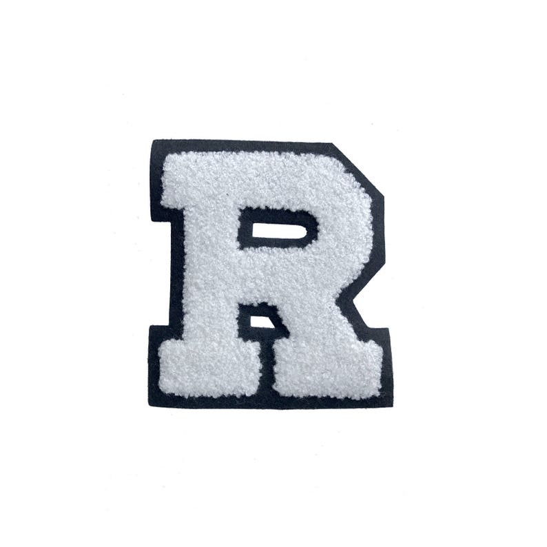 2.5x2 Offwhite Chenille Letter r, 4.75x4.5 r Iron on Sew on Patch Motif ...