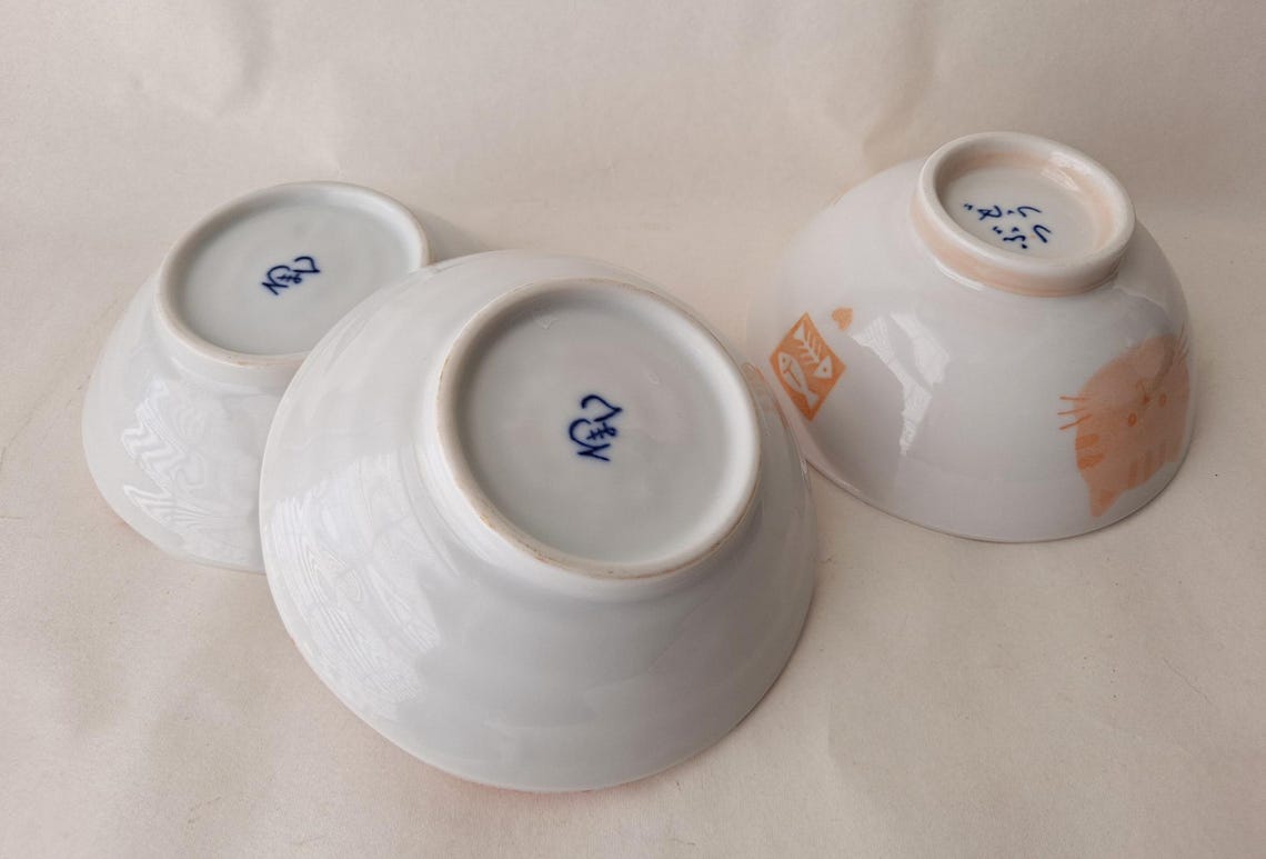 Adorable Japanese Cat Rice Bowls Set of 3 - Etsy