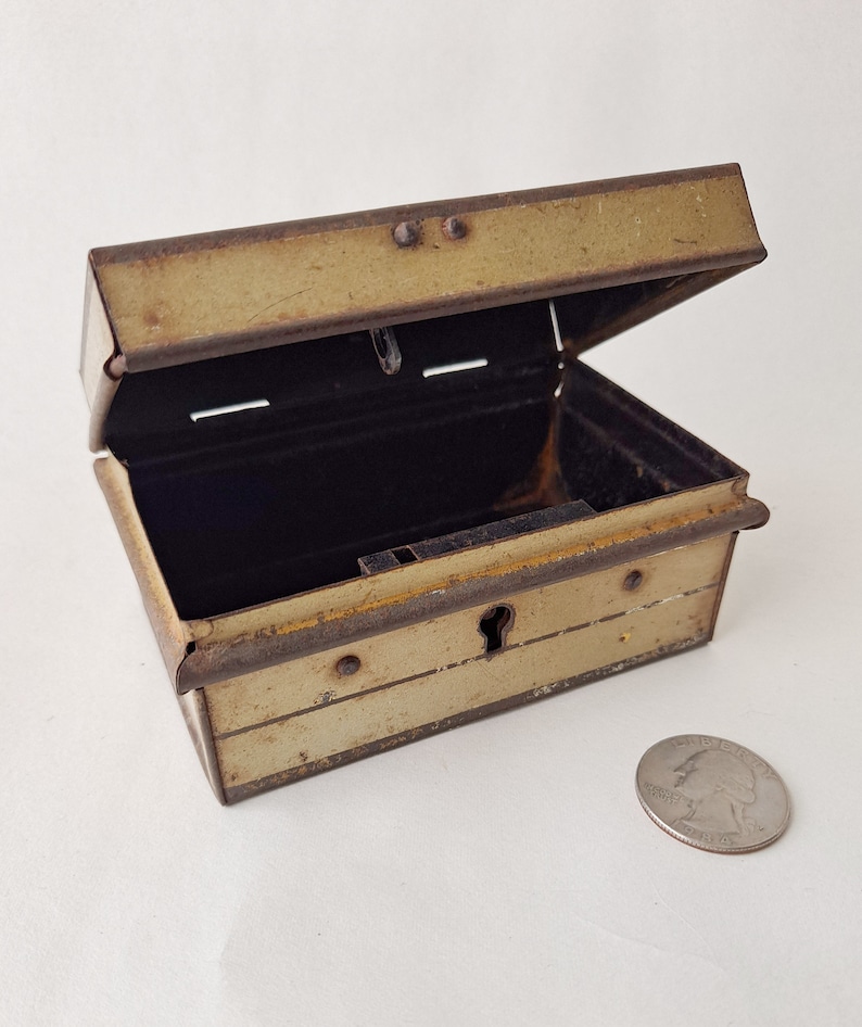 Antique 1800s Small Metal Bankers Cash Box -- English Make - Etsy