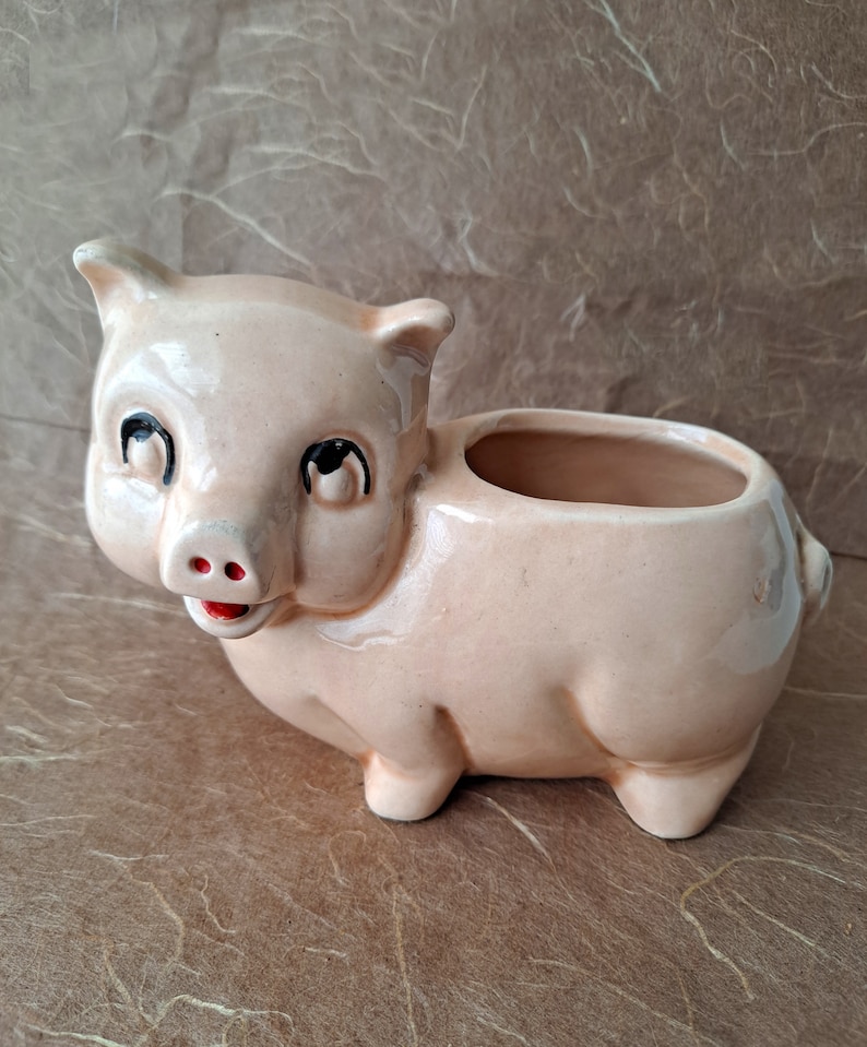 Vintage Ceramic Pink Pottery Pig Planter - Etsy