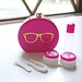 Pink Contact Lens Case and Travel Kit: Gold Foiled Eye Glasses Design ...