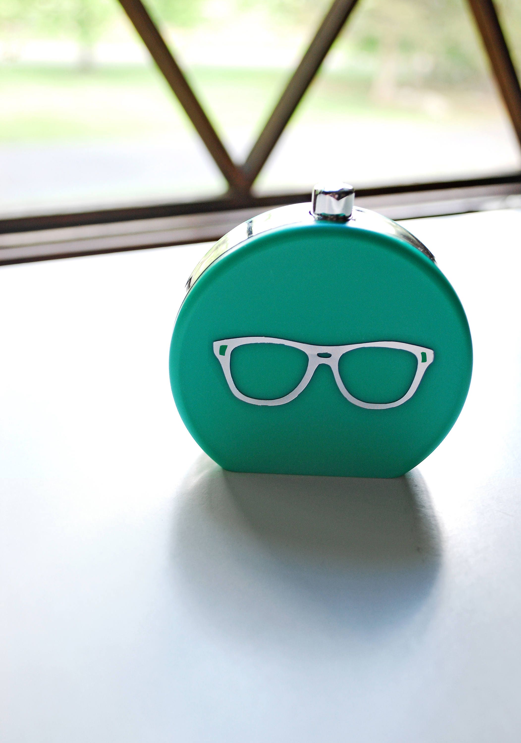 Green Contact Lens Case and Travel Kit: Silver Foiled Eye Glasses ...
