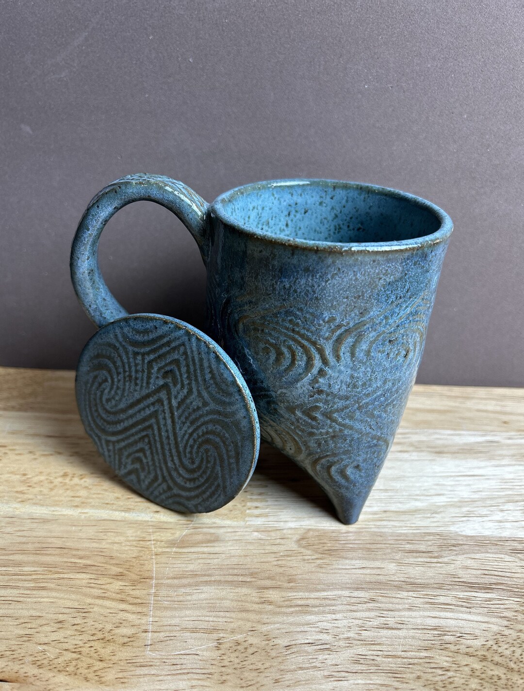 Handmade Ceramic Tripod Coffee Mug/textured Mug/speckled Turquoise Mug ...