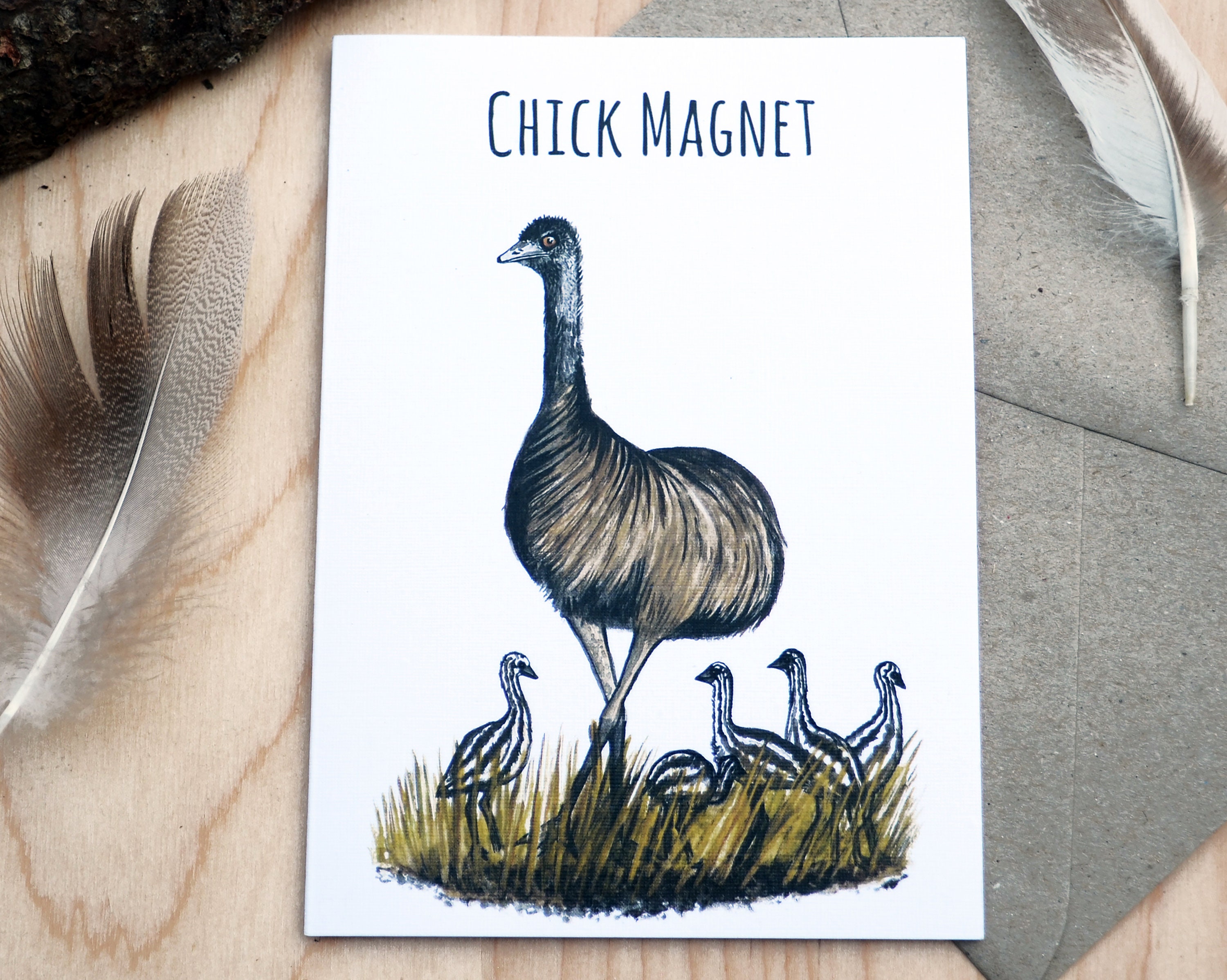 Chick Magnet - Emu Greeting Card - Birthday Card - New Dad - Fathers ...