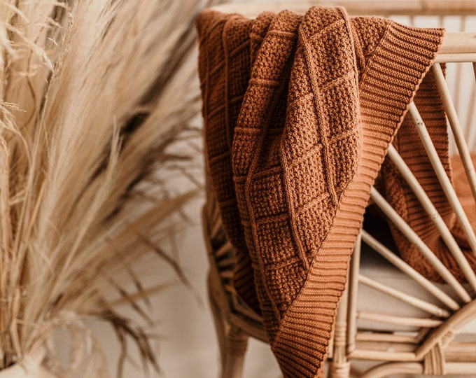 Earth Knitted Baby Blanket Cable Knit Nursery Decor | Cinnamon Baby ...