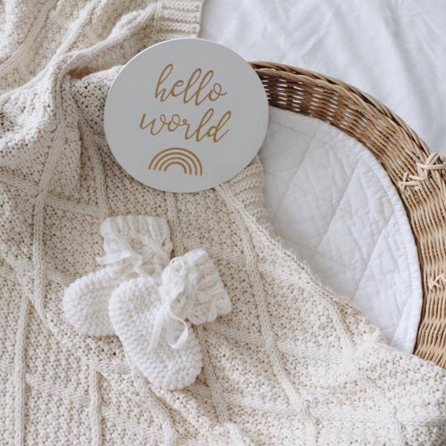 Earth Knitted Baby Blanket Cable Knit Nursery Decor - Etsy