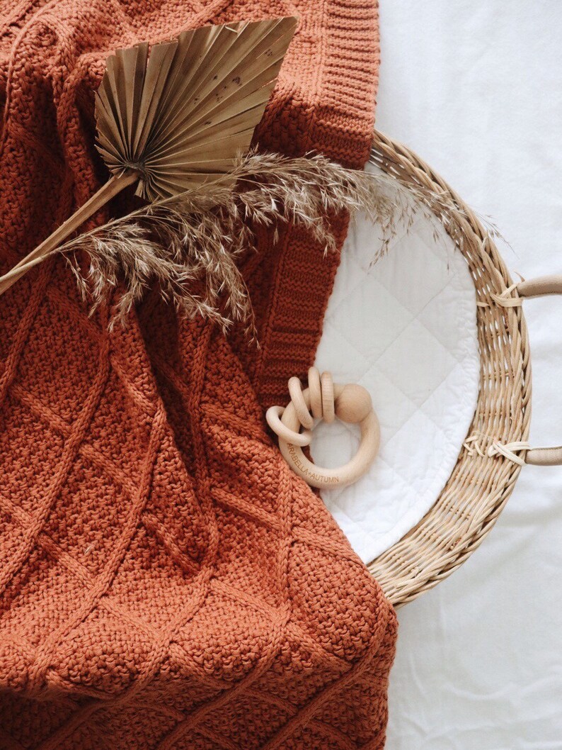 Earth Knitted Baby Blanket Cable Knit Nursery Decor | Etsy