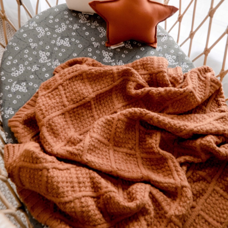 Earth Knitted Baby Blanket Cable Knit Nursery Decor | Etsy