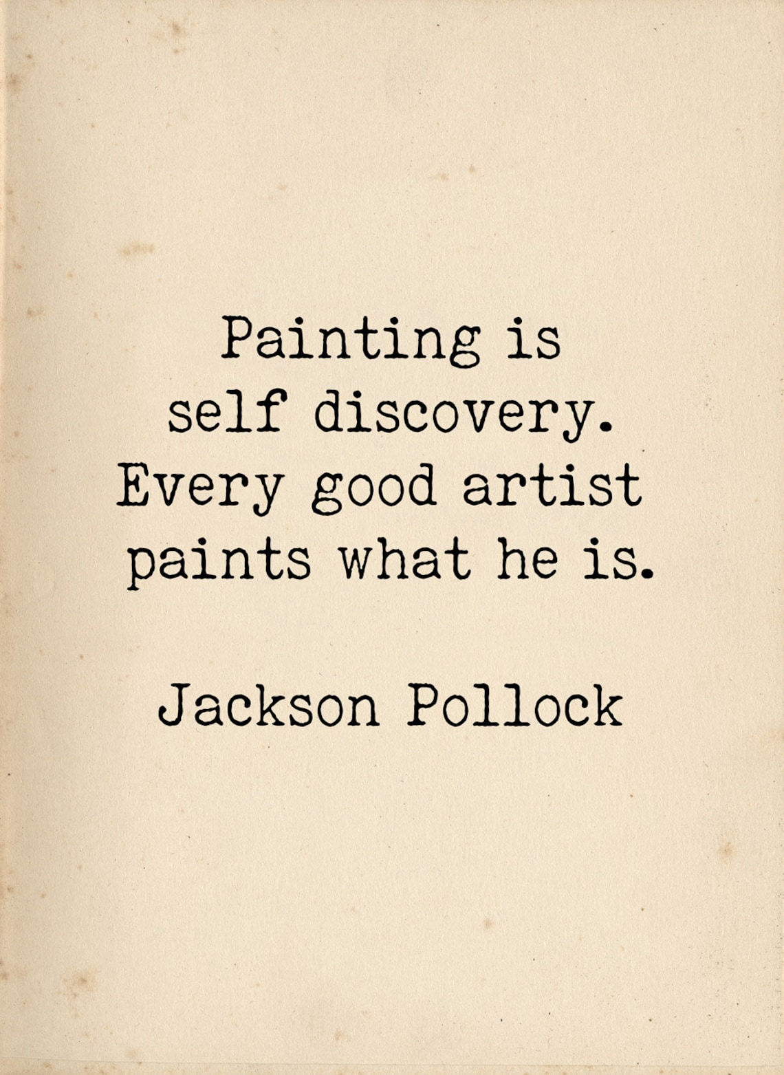 Inspirational Quote, Art Quote Print, Jackson Pollock Quote, Self ...