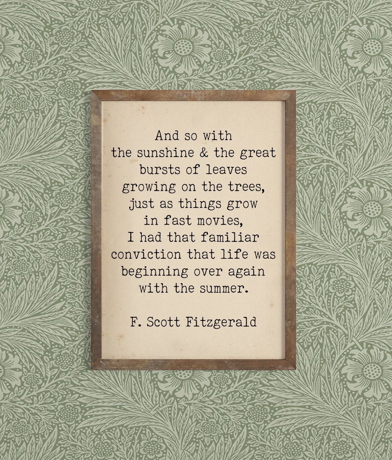 F Scott Fitzgerald Quote - Book Lover Art - Literary Art Quote Print ...