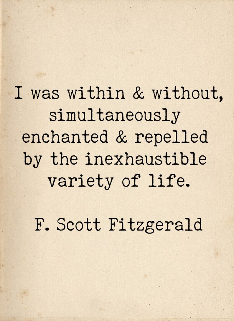 F Scott Fitzgerald Quote - Variety of Life Inspirational Quote ...